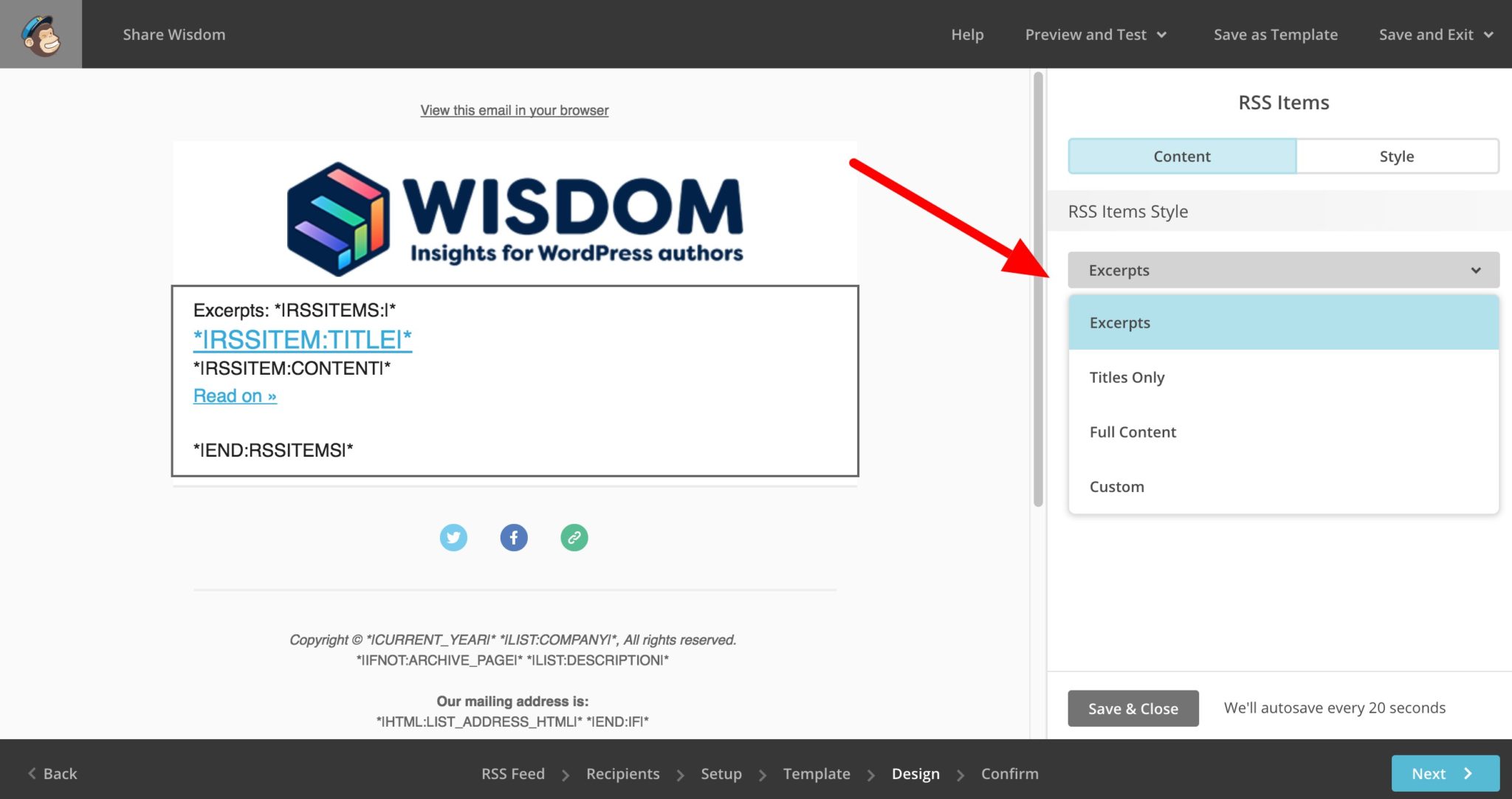 How to automatically send WordPress posts to Mailchimp - Wisdom